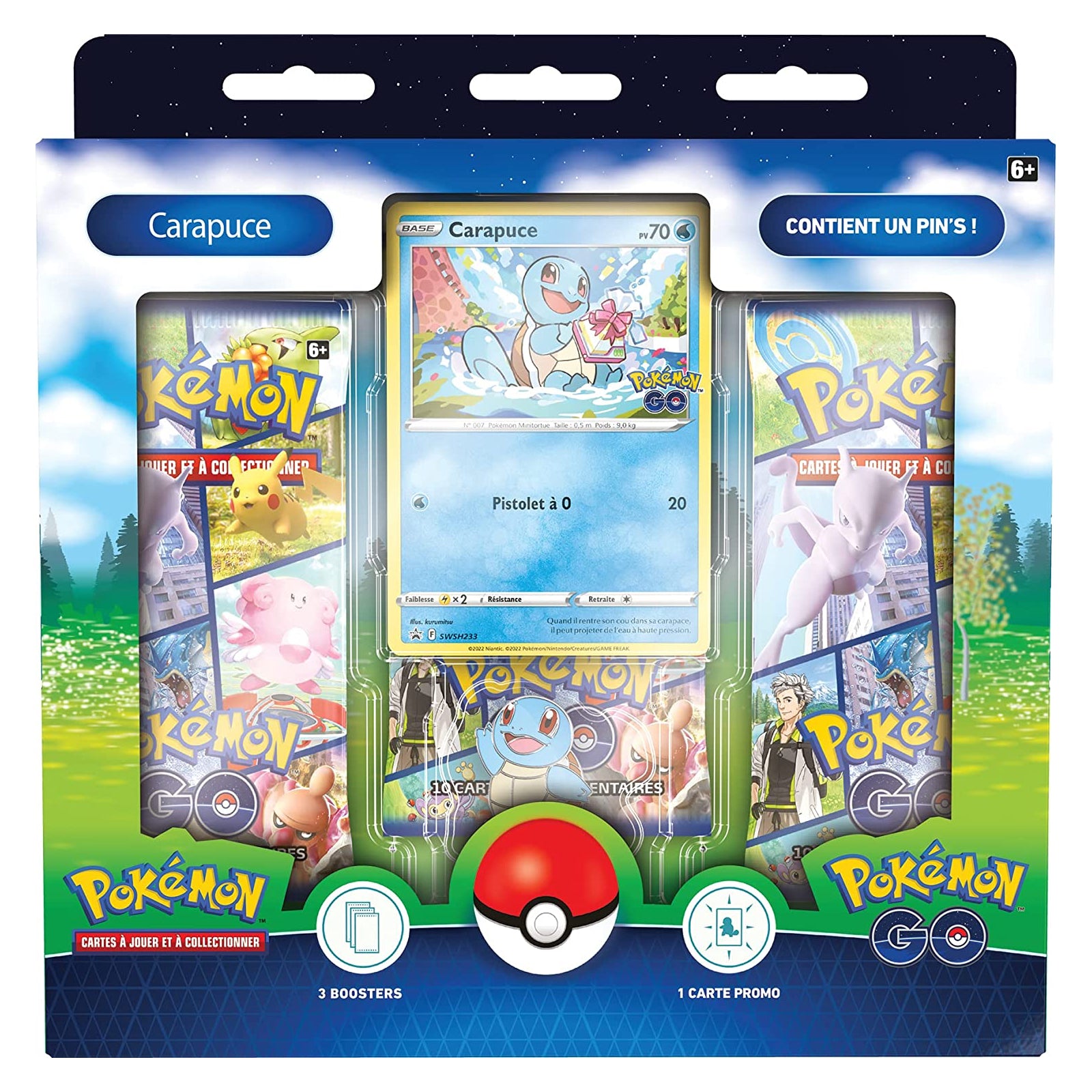 Coffret Pin's Pokémon GO Carapuce avec 3 boosters – JollyCards